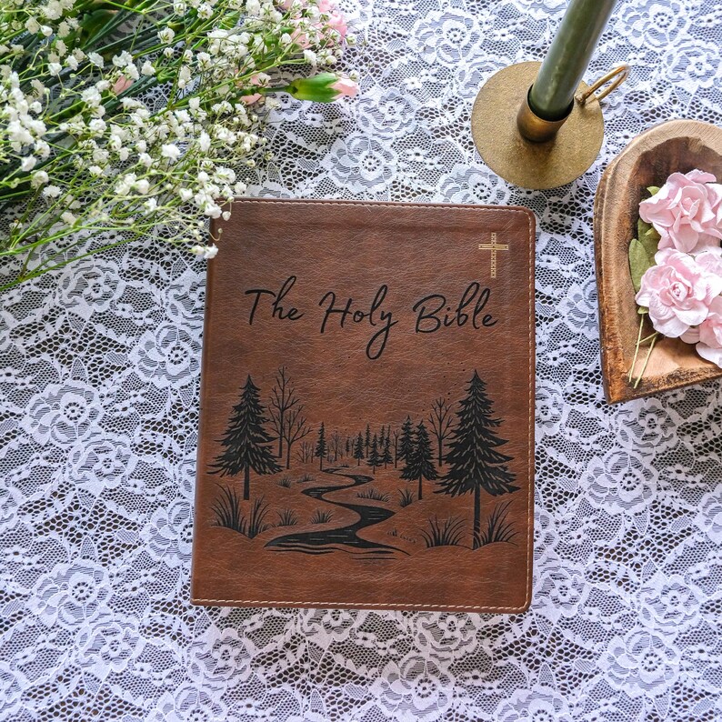 Personalized NIV Journaling Bible | Custom Name Engraved Brown Leather ...