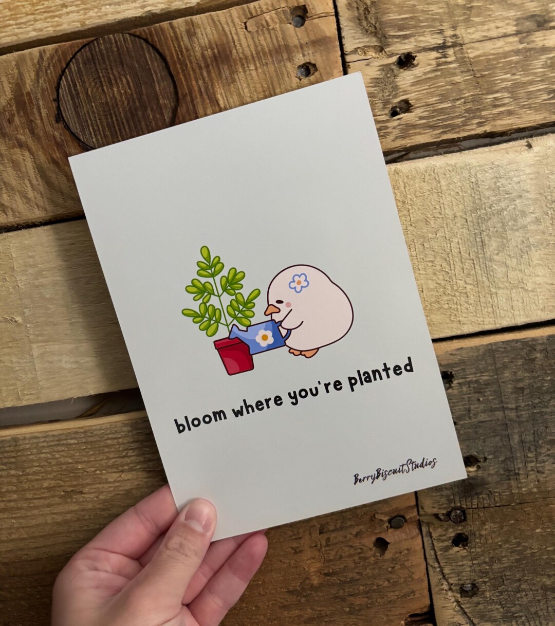 Kawaii Duck Art Print: Bloom Where You Are Planted, Japanese Decor (5x7 ...