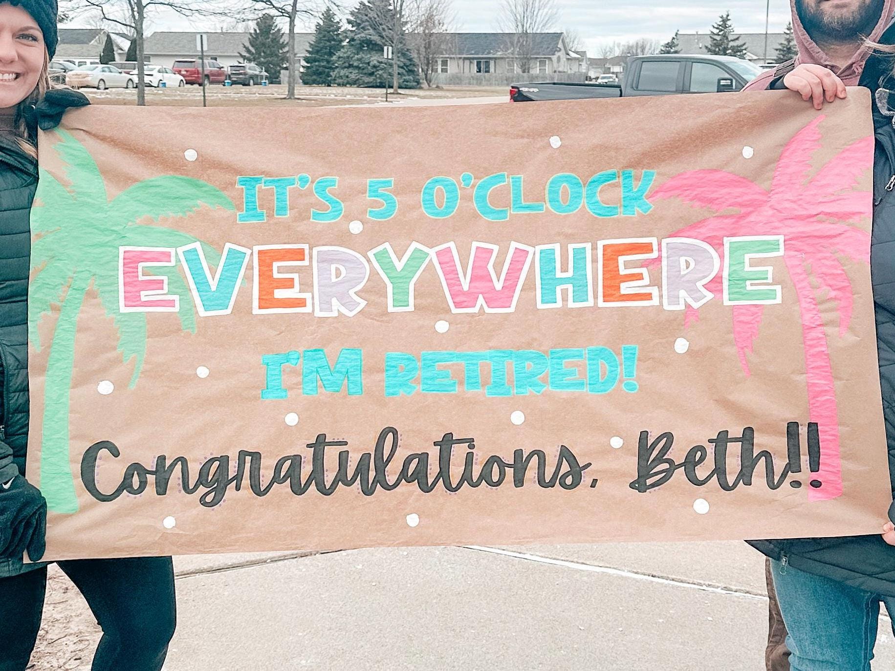 Hand Painted Retirement Banner - Etsy