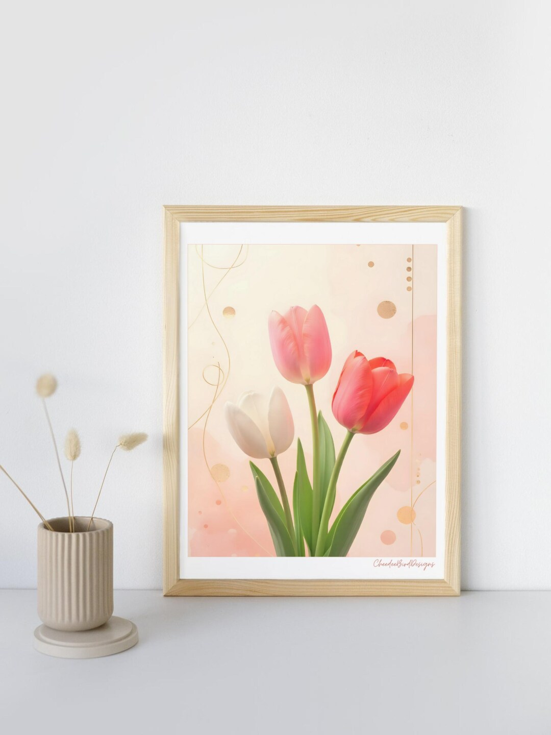 Framed Tulip Botanical Print - Modern Floral Wall Art - Framed Tulip ...