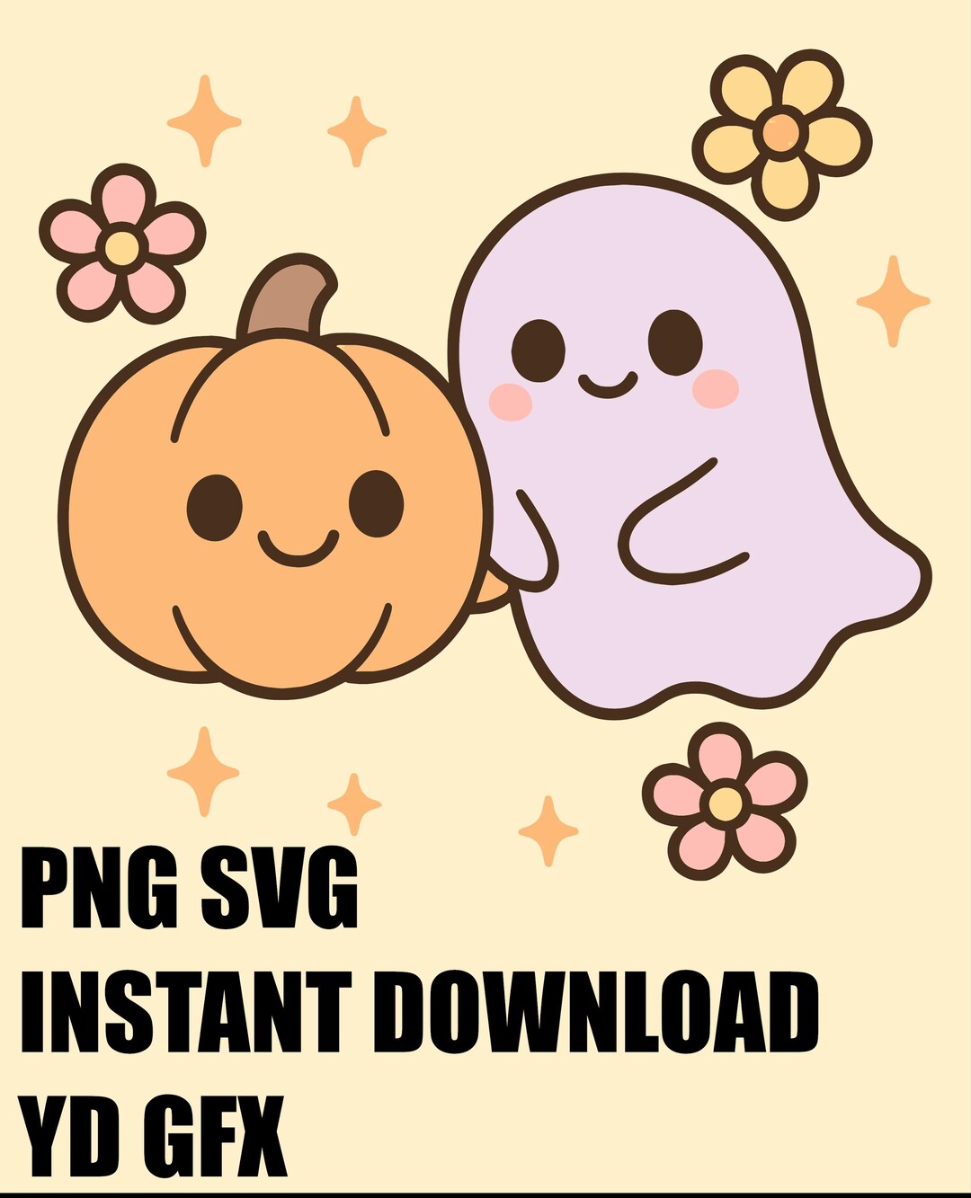 Kawaii Halloween Clipart | Spooky Pumpkin & Ghost (PNG SVG) - Etsy