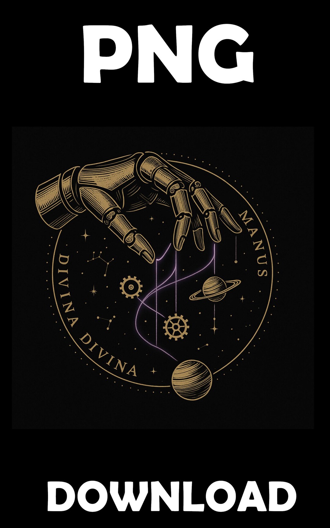 Steampunk Celestial Hand PNG: Divine Conductor Digital Art (4500x4500 ...