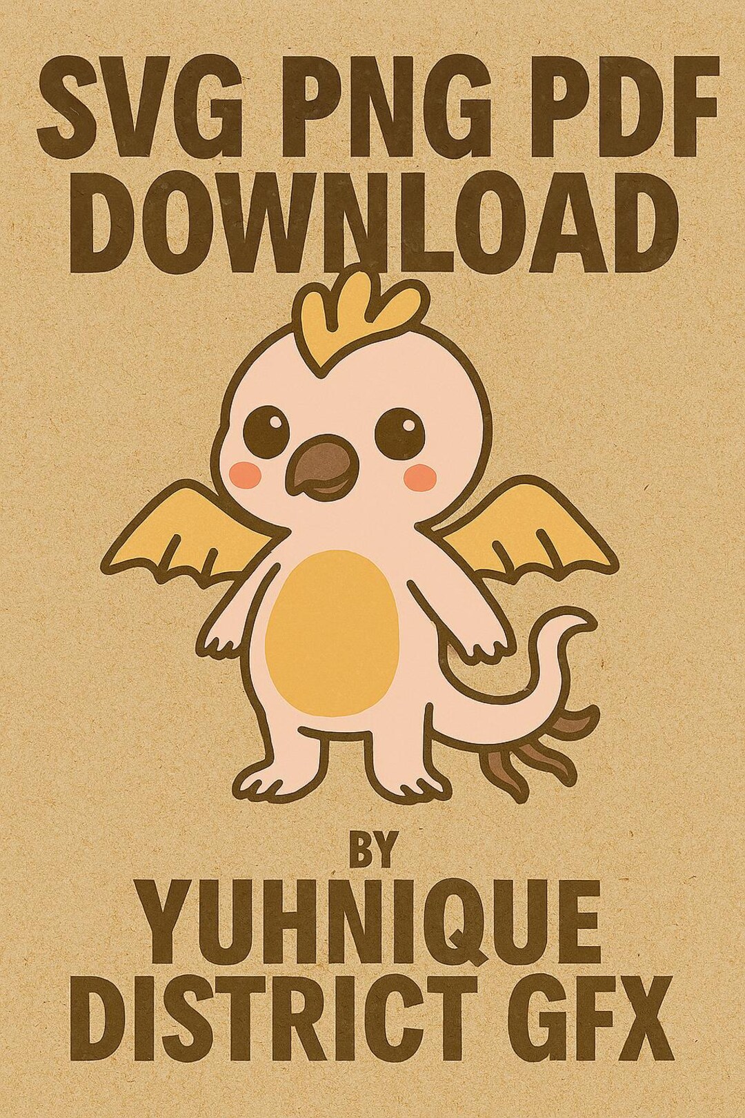 Kawaii Snallygaster Cryptid | Cute Dragon Bird Creature | PNG + SVG ...