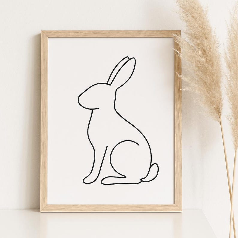 Minimalist Bunny Line Art | One-line Rabbit PNG SVG | Digital Download ...