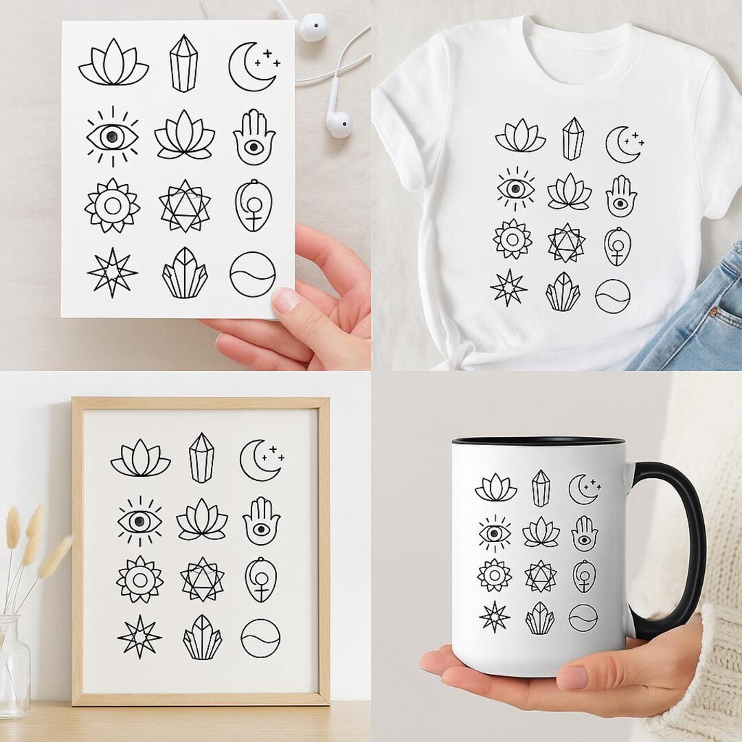 12 Spiritual Crystal Line Icons | Minimalist PNG SVG EPS Pdf Bundle ...