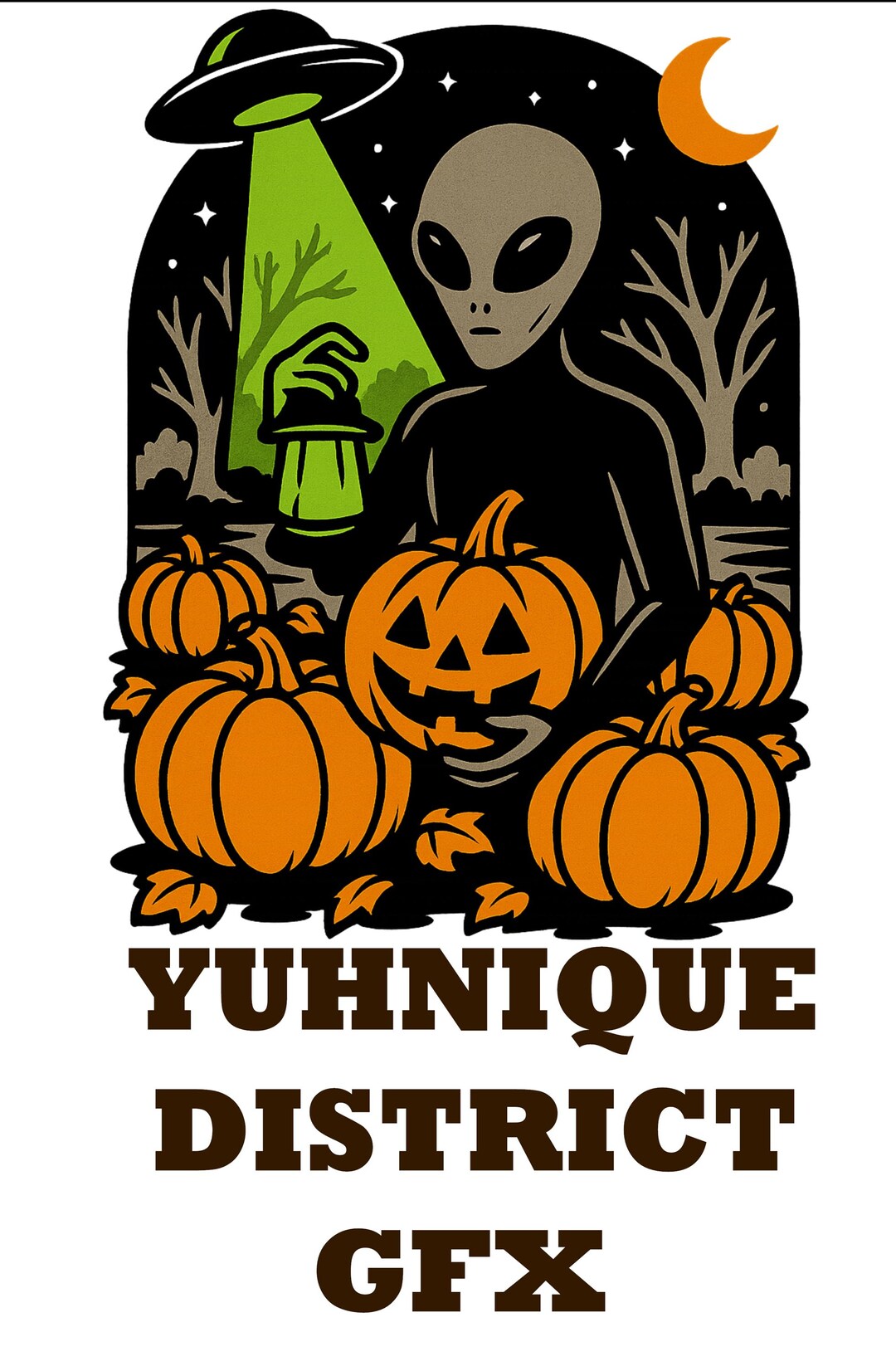 Alien Pumpkin Patch PNG SVG | UFO Halloween Cryptid Clipart | Spooky ...