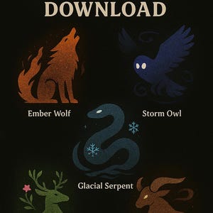 Elemental Beast Clipart: Spirit Animal Silhouettes (SVG, PNG Bundle) - Etsy