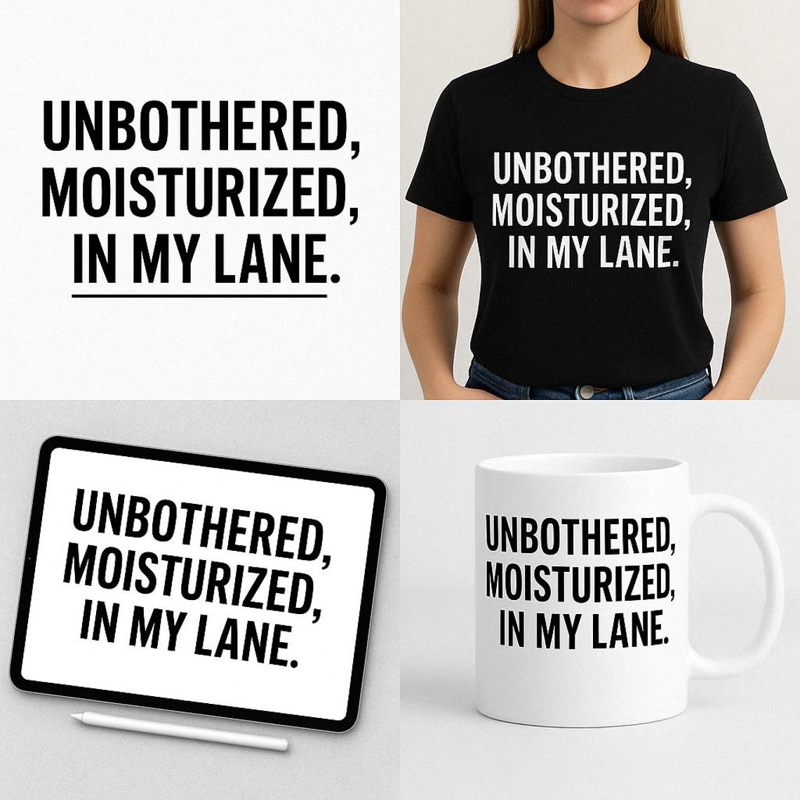 Unbothered Moisturized in My Lane SVG PNG: Funny Meme Quote (digital ...