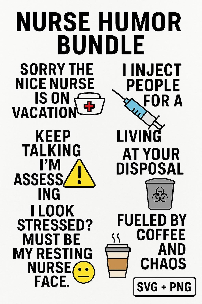 Funny Nurse Quotes PNG Bundle: Sarcastic RN Clipart (digital Download ...