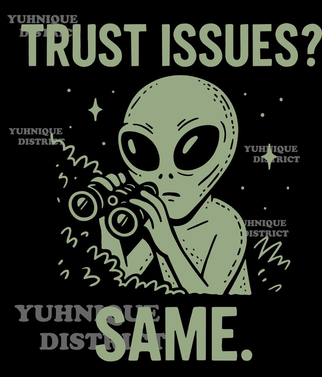 Funny Alien Clipart: Trust Issues Meme Design (SVG, PNG) - Etsy