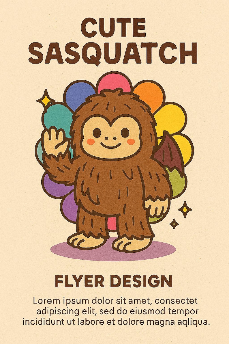 Kawaii Bigfoot Clipart: Sasquatch Cartoon PNG SVG PDF, Murakami Style ...