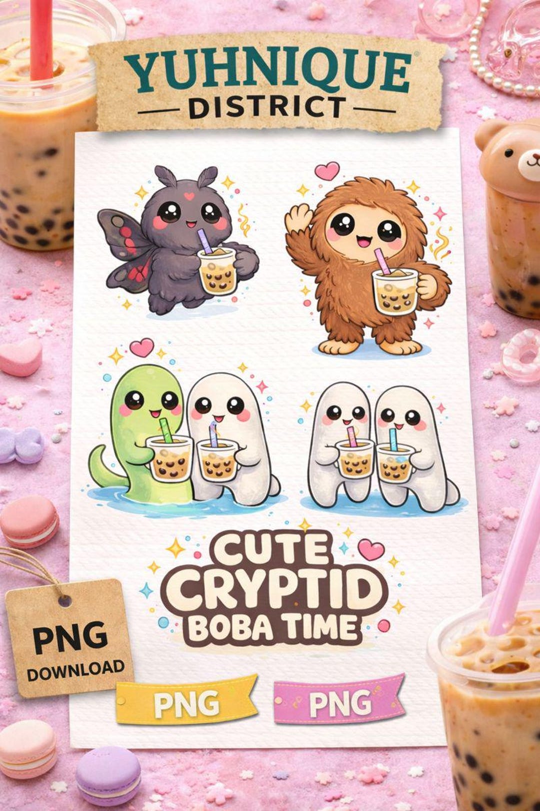 Kawaii Cryptid Boba PNG Clipart | Monster Art (digital Download) - Etsy