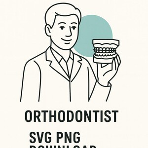 Orthodontist Line Art Design: Dental Braces PNG SVG (digital Download ...