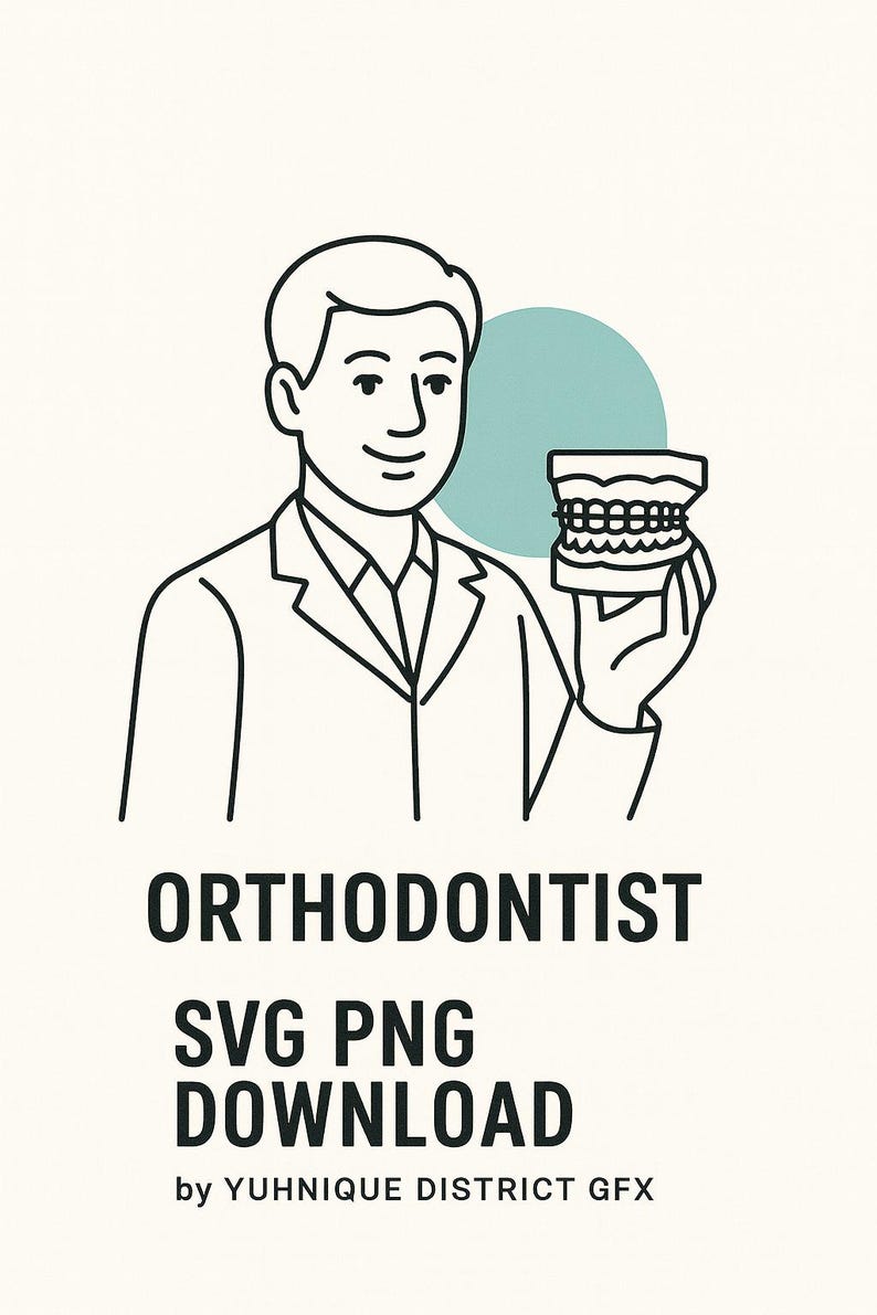 Orthodontist Line Art Design: Dental Braces PNG SVG (digital Download ...