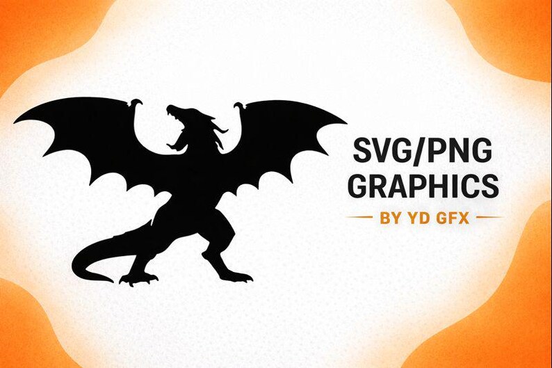 Snallygaster Silhouette Art | Winged Cryptid Clipart (PNG, SVG) - Etsy