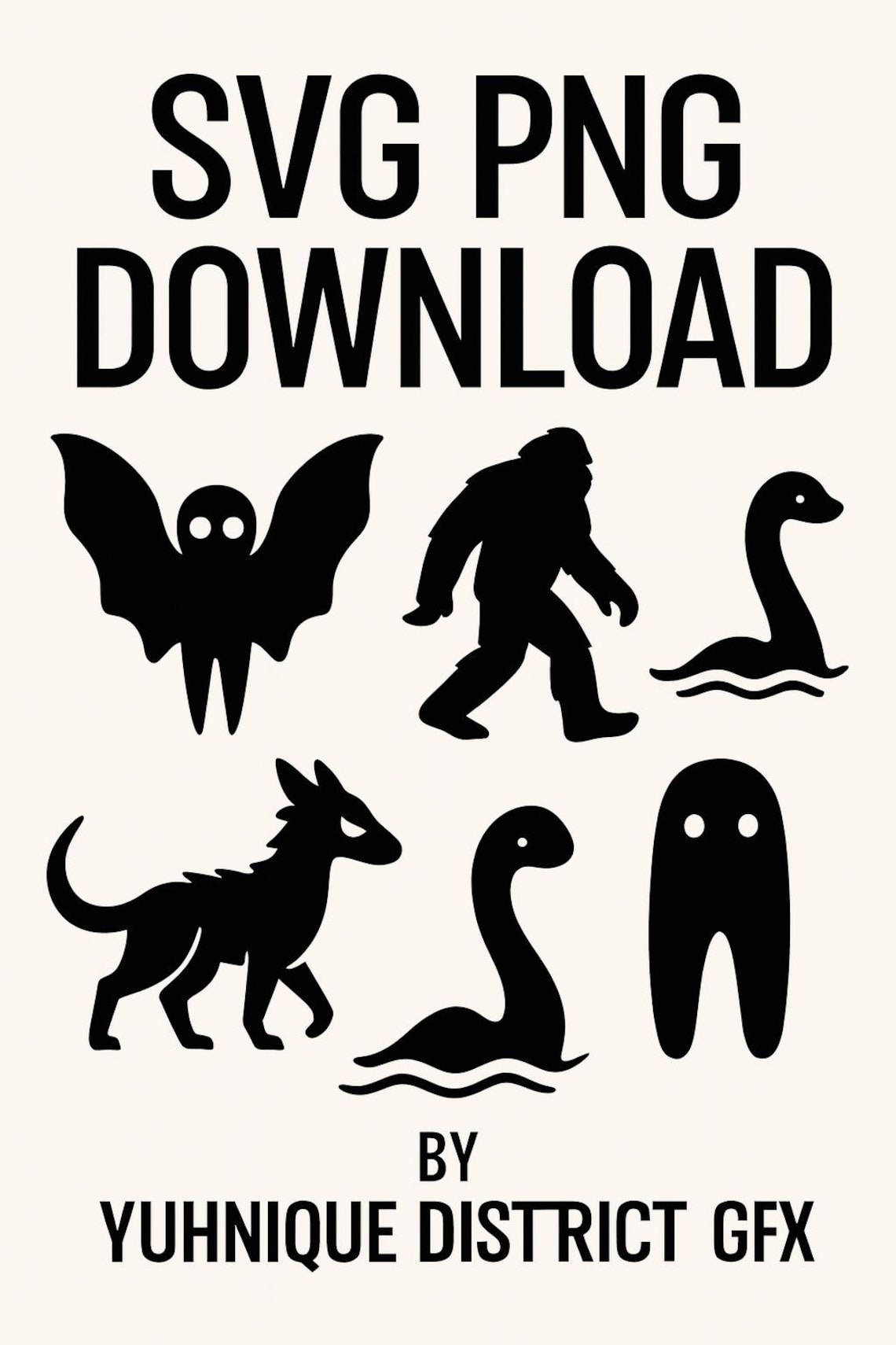 Minimalist Cryptid Silhouette Bundle | Mothman, Bigfoot, Nessie ...