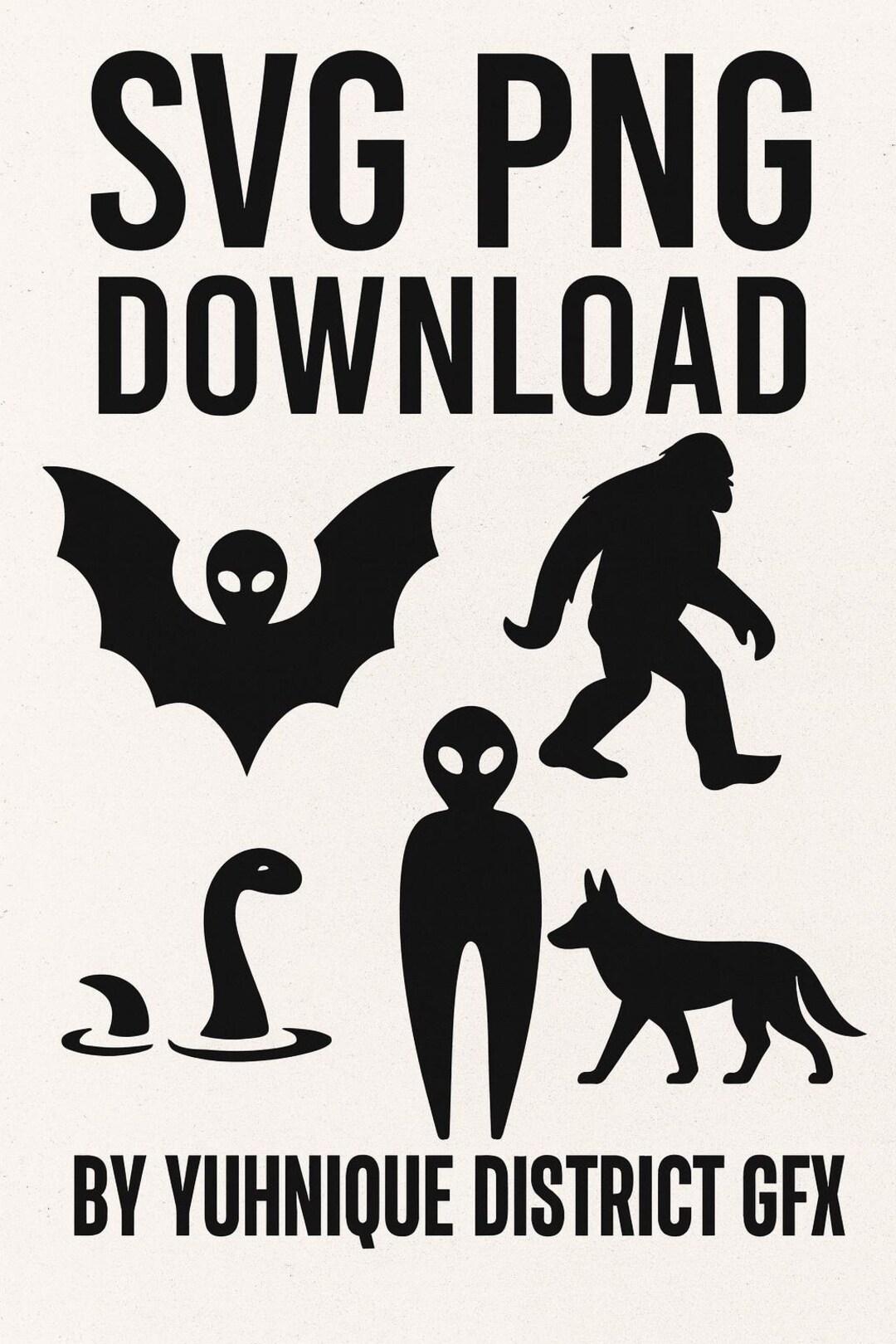 Minimalist Cryptid SVG PNG Set | Mythical Creature Clipart, Paranormal ...