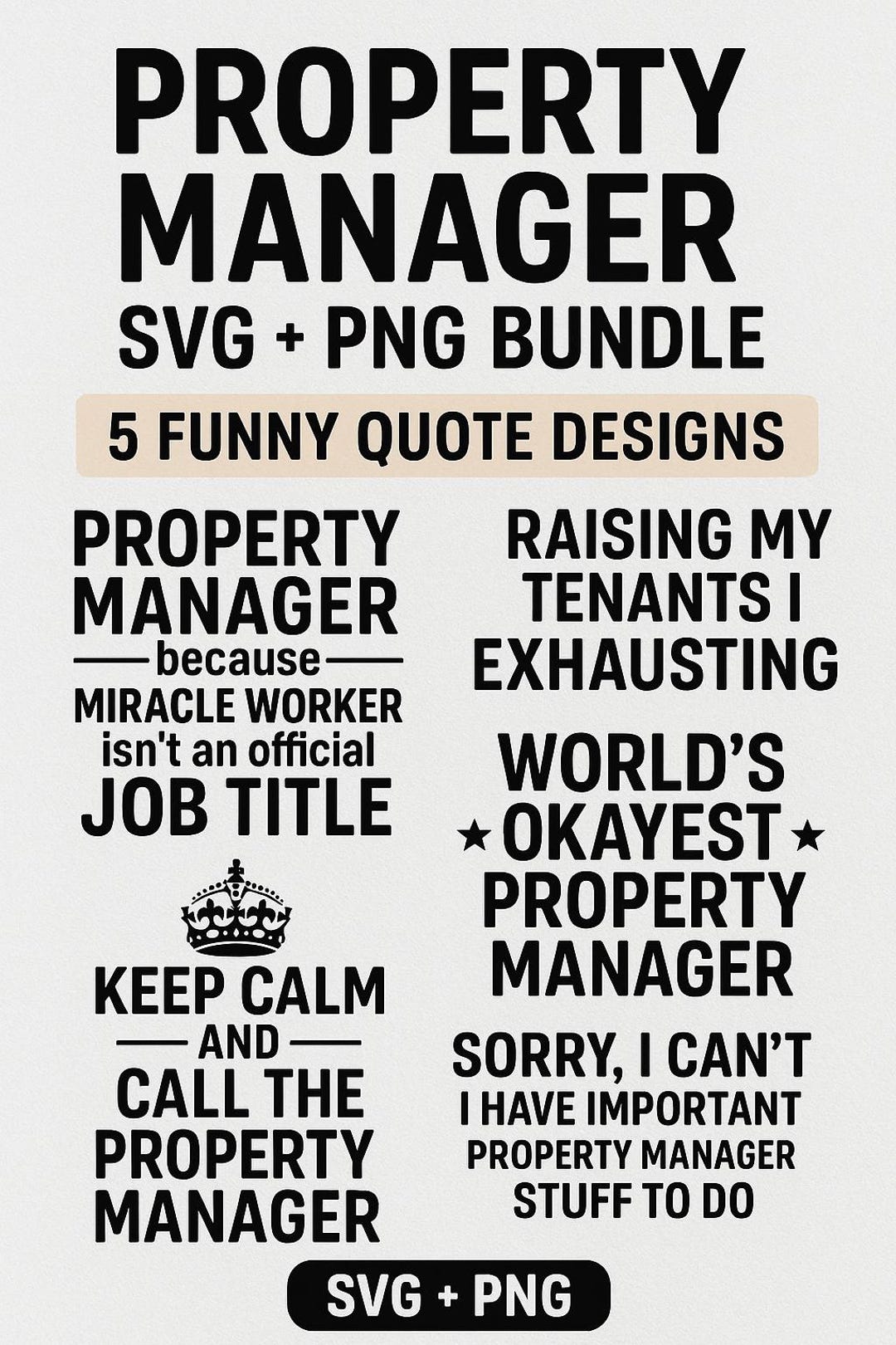 Funny Landlord Quotes SVG Bundle: Property Manager Clipart (digital ...