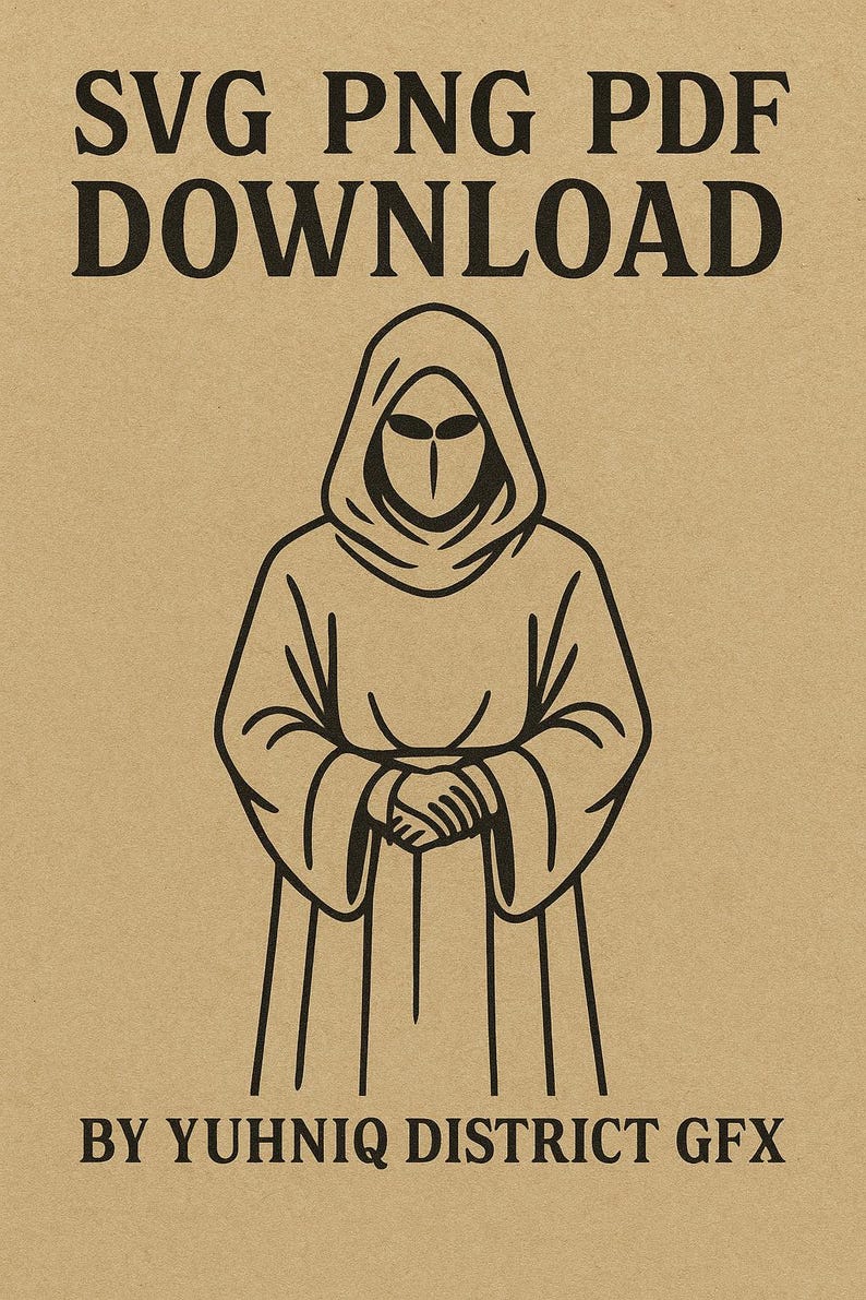 Masked Monk SVG PNG PDF | Minimalist Line Art Clipart for Sublimation ...