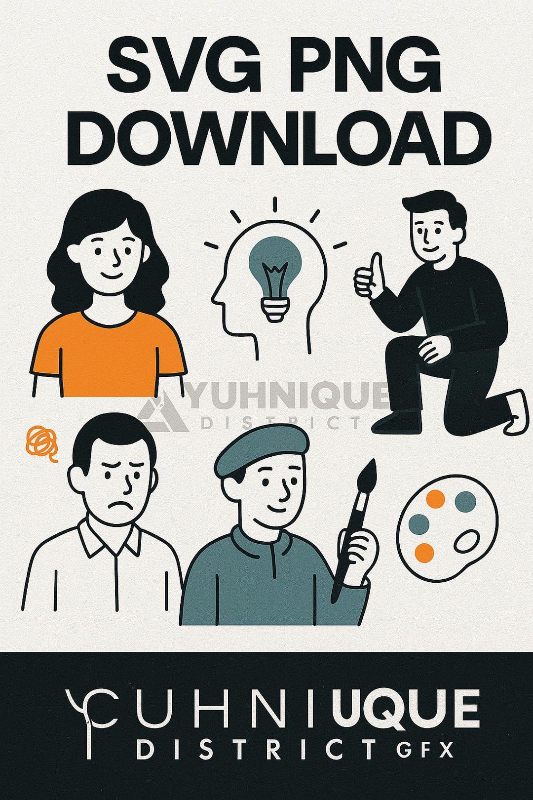 Minimalist Character Development SVG PNG Bundle | 5 Emotional Icons ...