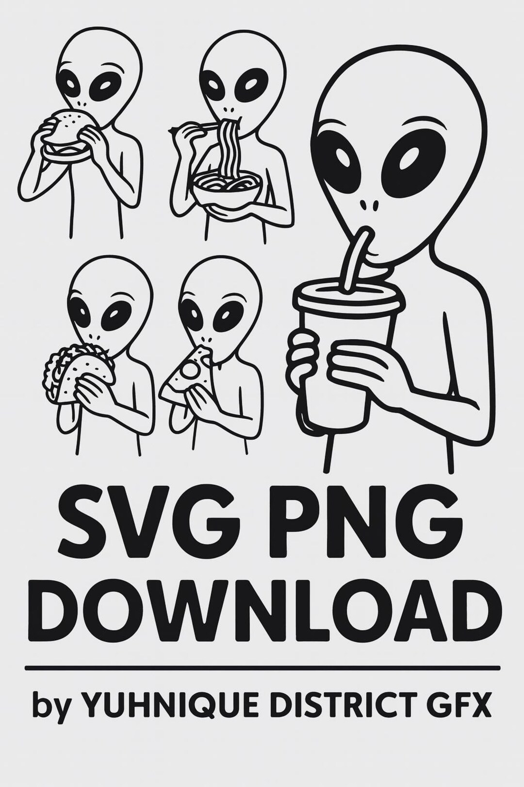 Funny Alien Food Clipart Bundle: PNG SVG Line Art (digital Download - Etsy