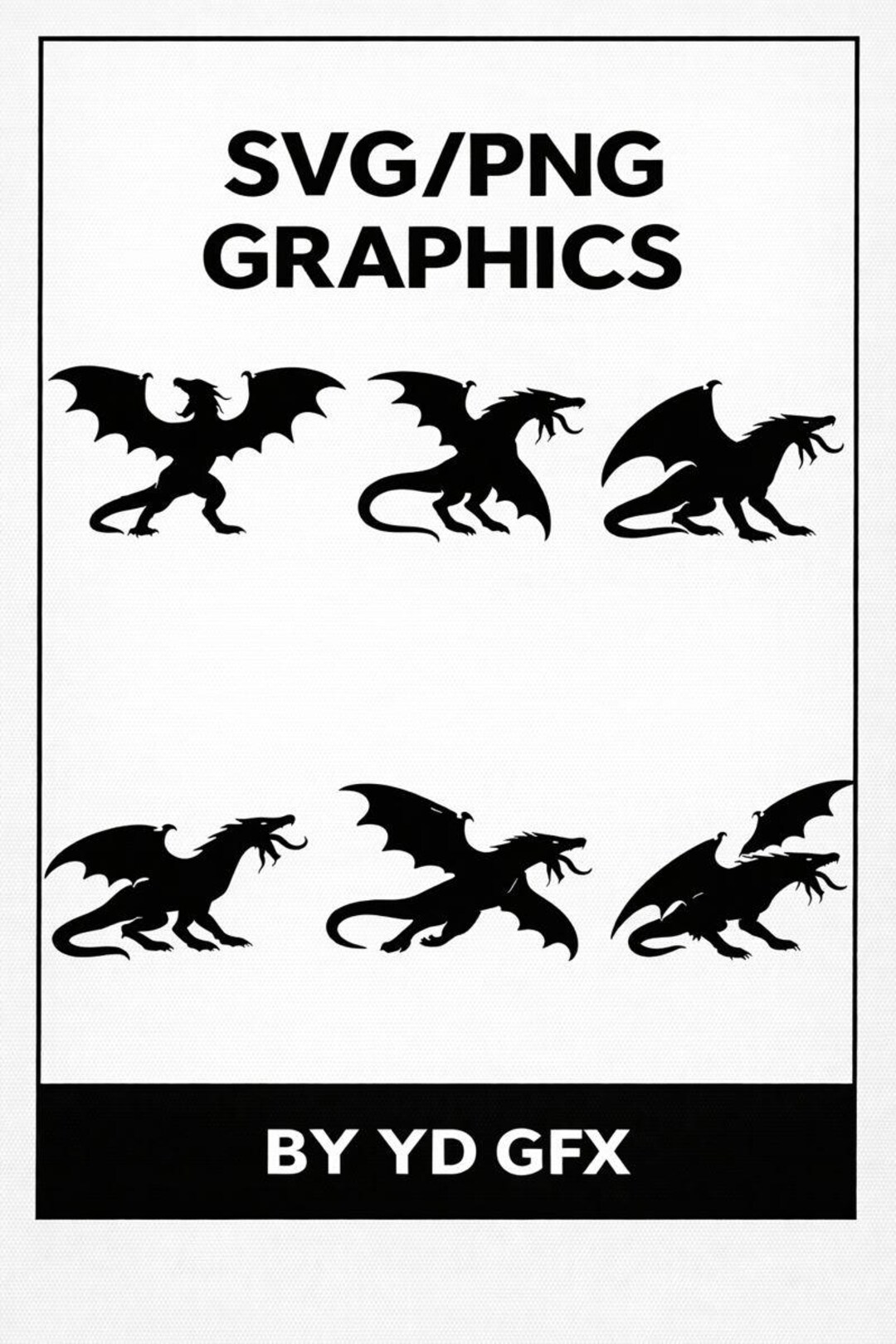 Snallygaster Silhouette Art | Winged Cryptid Clipart (PNG, SVG) - Etsy