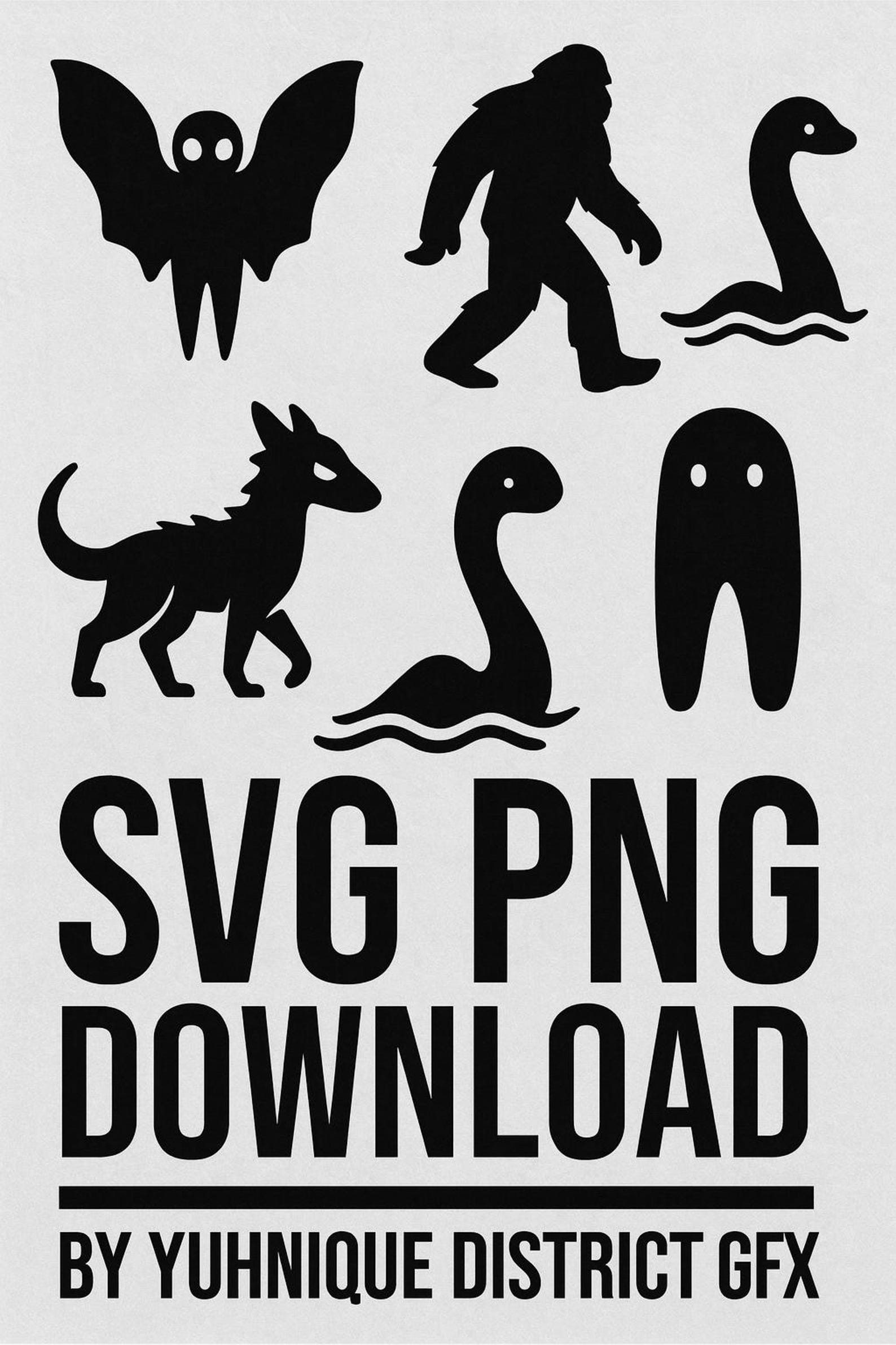 Minimalist Cryptid Silhouette Bundle | Mothman, Bigfoot, Nessie ...
