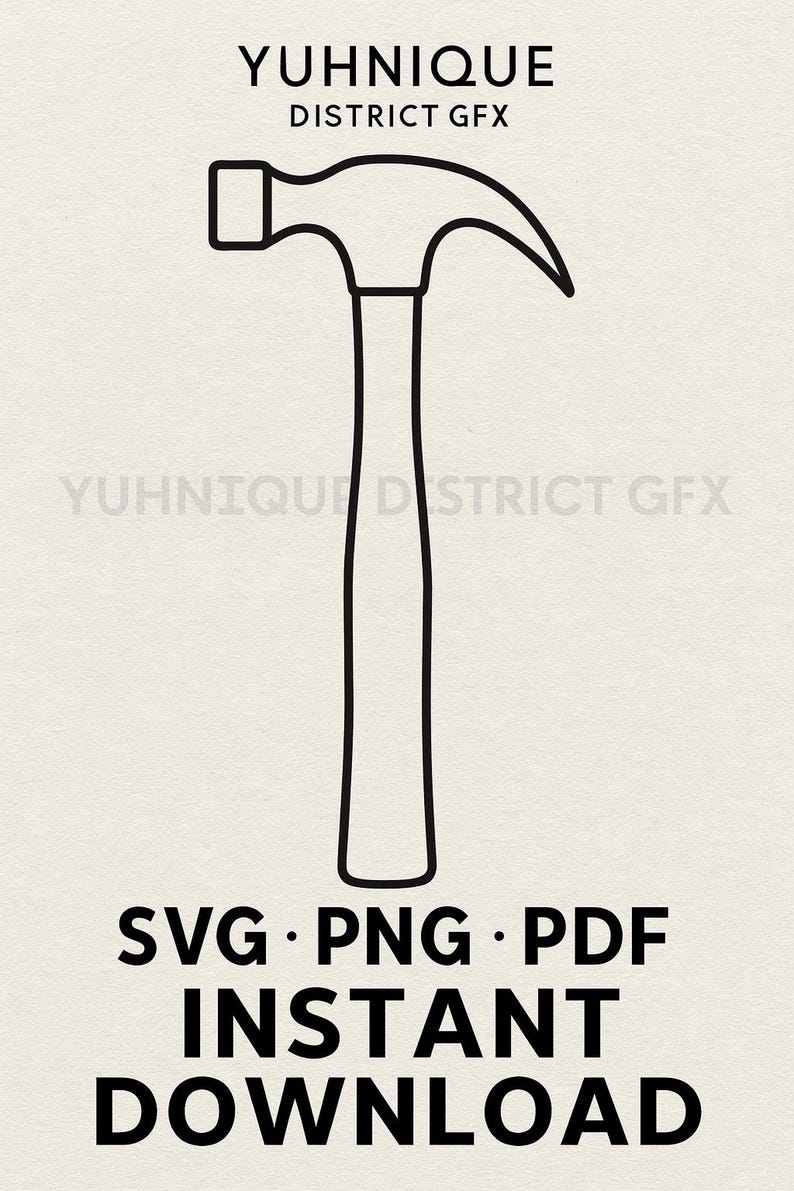 Minimalist Hammer Line Art: Carpenter Tool SVG PNG PDF Clipart - Etsy