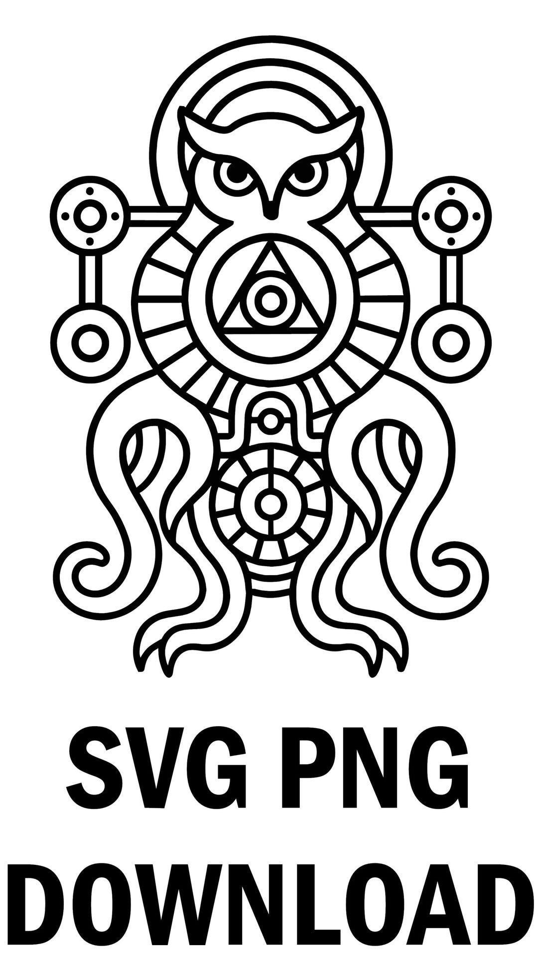Mechanical Owl Line Art • Esoteric Occult Symbol (SVG, PNG) - Etsy
