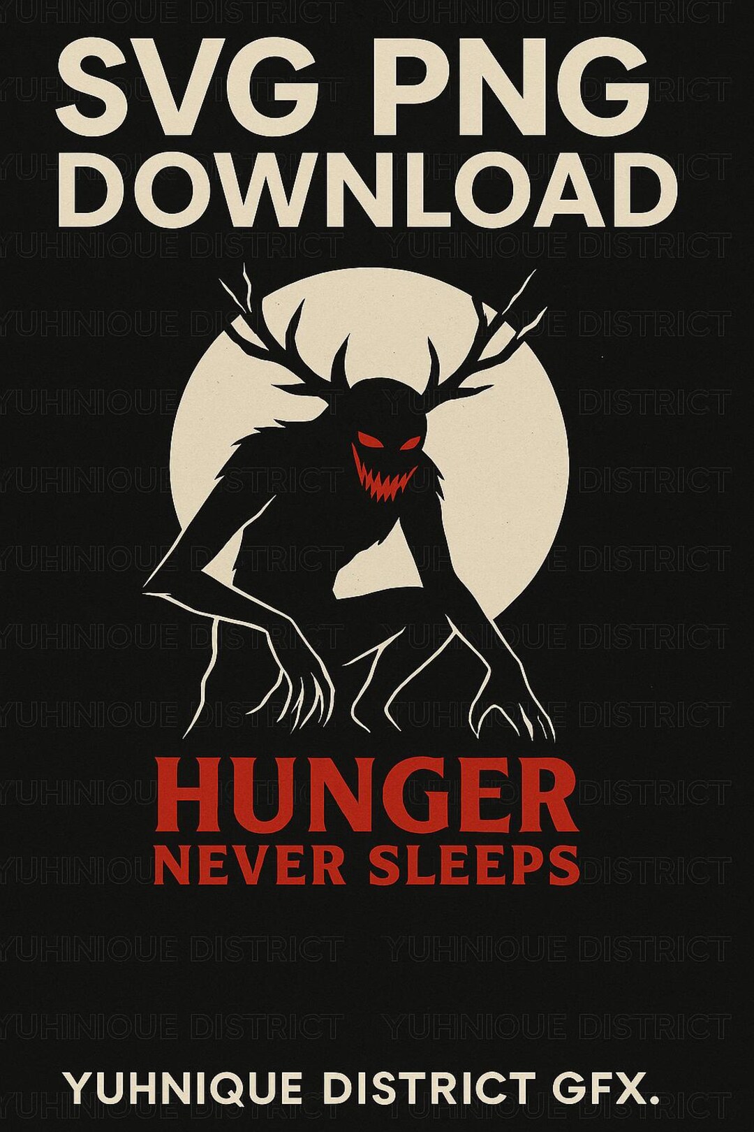 Hunger Never Sleeps Wendigo SVG PNG | Creepy Forest Demon Clipart for ...