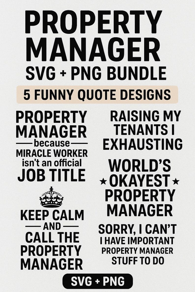Funny Landlord Quotes SVG Bundle: Property Manager Clipart (digital ...