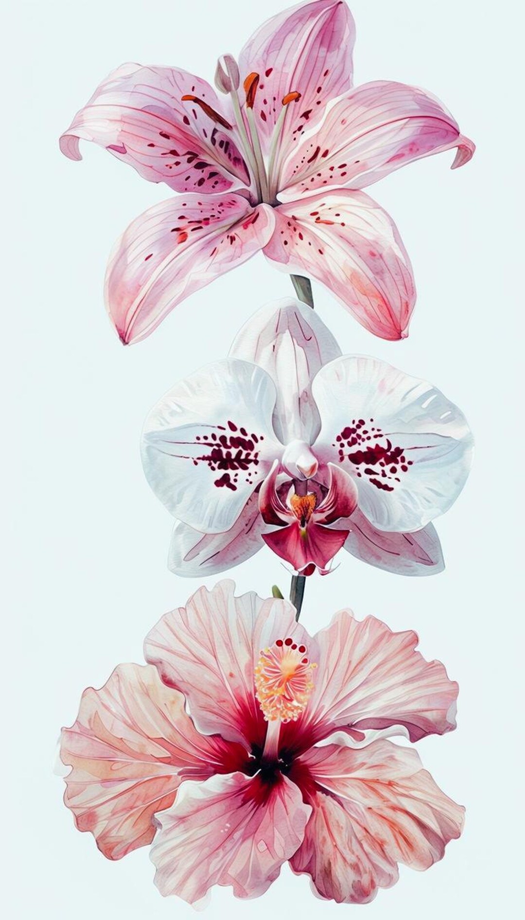 Watercolour, Watercolor, Flower, Hibiscus, Orchid, Watercolour Flower ...