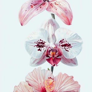Watercolour, Watercolor, Flower, Hibiscus, Orchid, Watercolour Flower ...