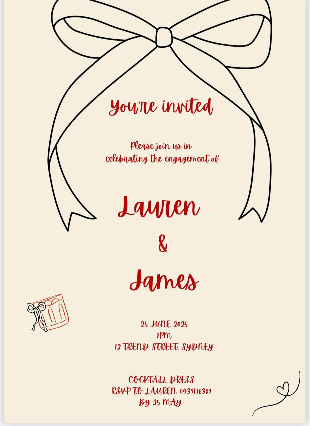 Engagement Party Bows Custom Invitation - Etsy