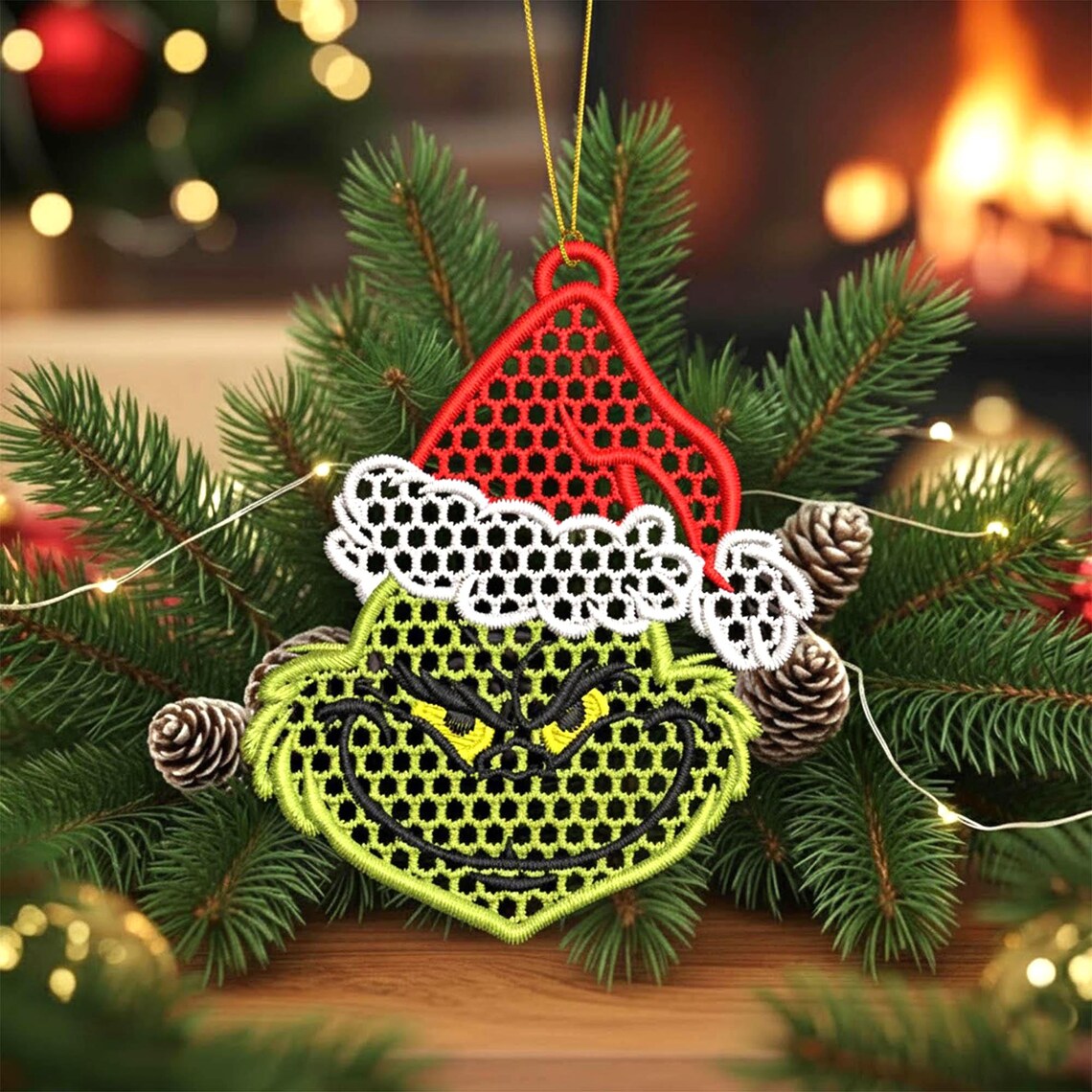 FSL Christmas Grinch Ornament and Grinch Earrings Embroidery Design, 3 ...