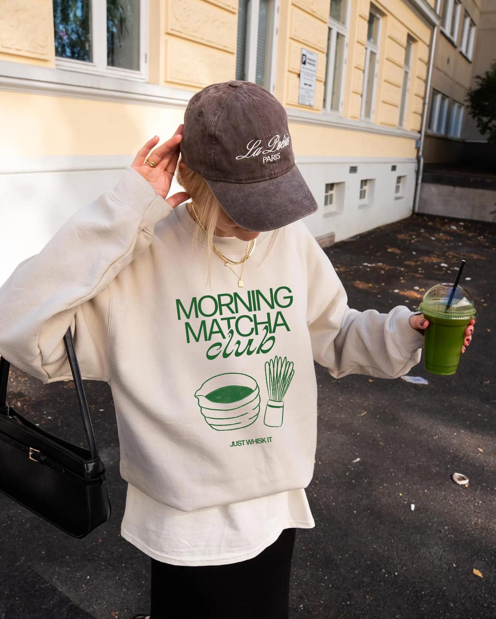 Morning Matcha Club Sweatshirt, Cozy Unisex Crewneck, Matcha Lover ...