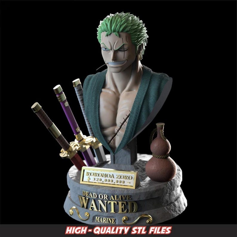Zoro Bust One Piece STL File for 3D Printing | High Quality Anime ...