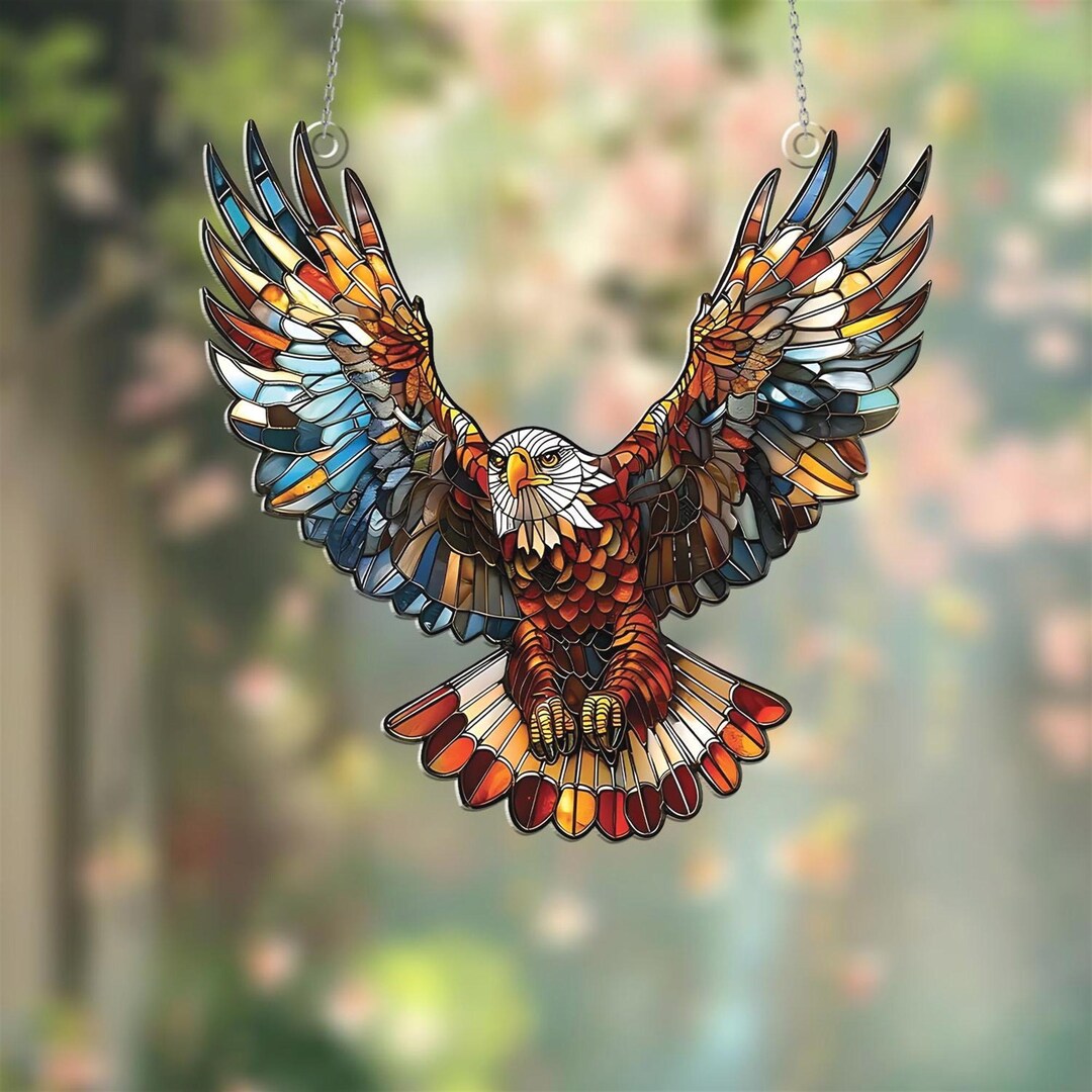 Bald Eagle Acrylic Window Hanging – Patriotic American Eagle Suncatcher ...