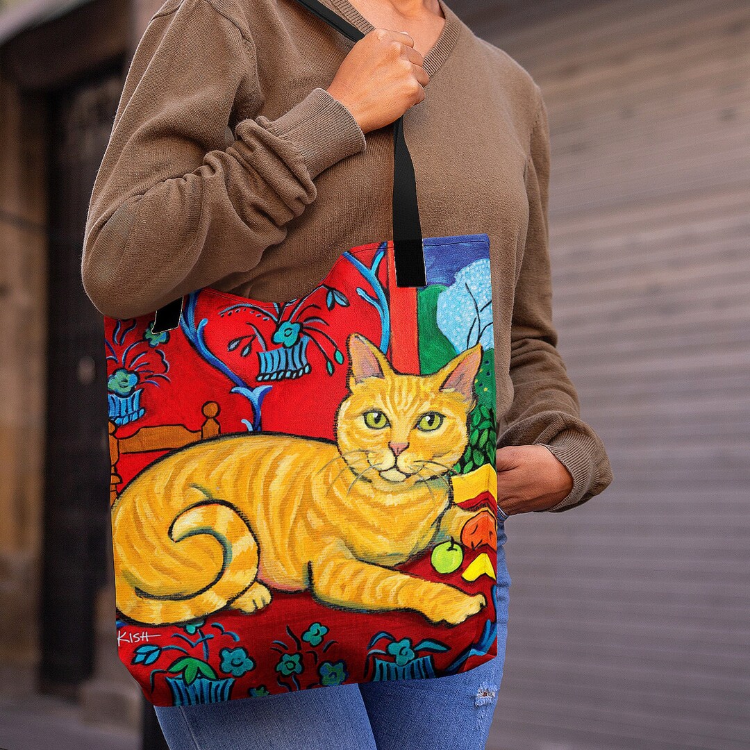 Cat Tote Bag, Orange Tabby Cat, Cat Lover Gift, Cat Tote Inspired by ...
