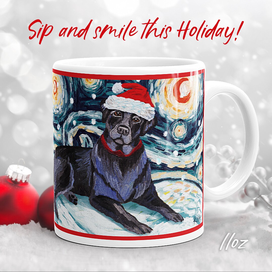 Black Lab Personalized Christmas Starry Night Mug - Etsy
