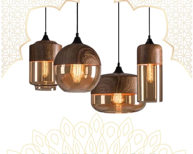 Smoked Brown Glass Pendant Light, Crystal Globe Lamp, Light Fixtures - Etsy