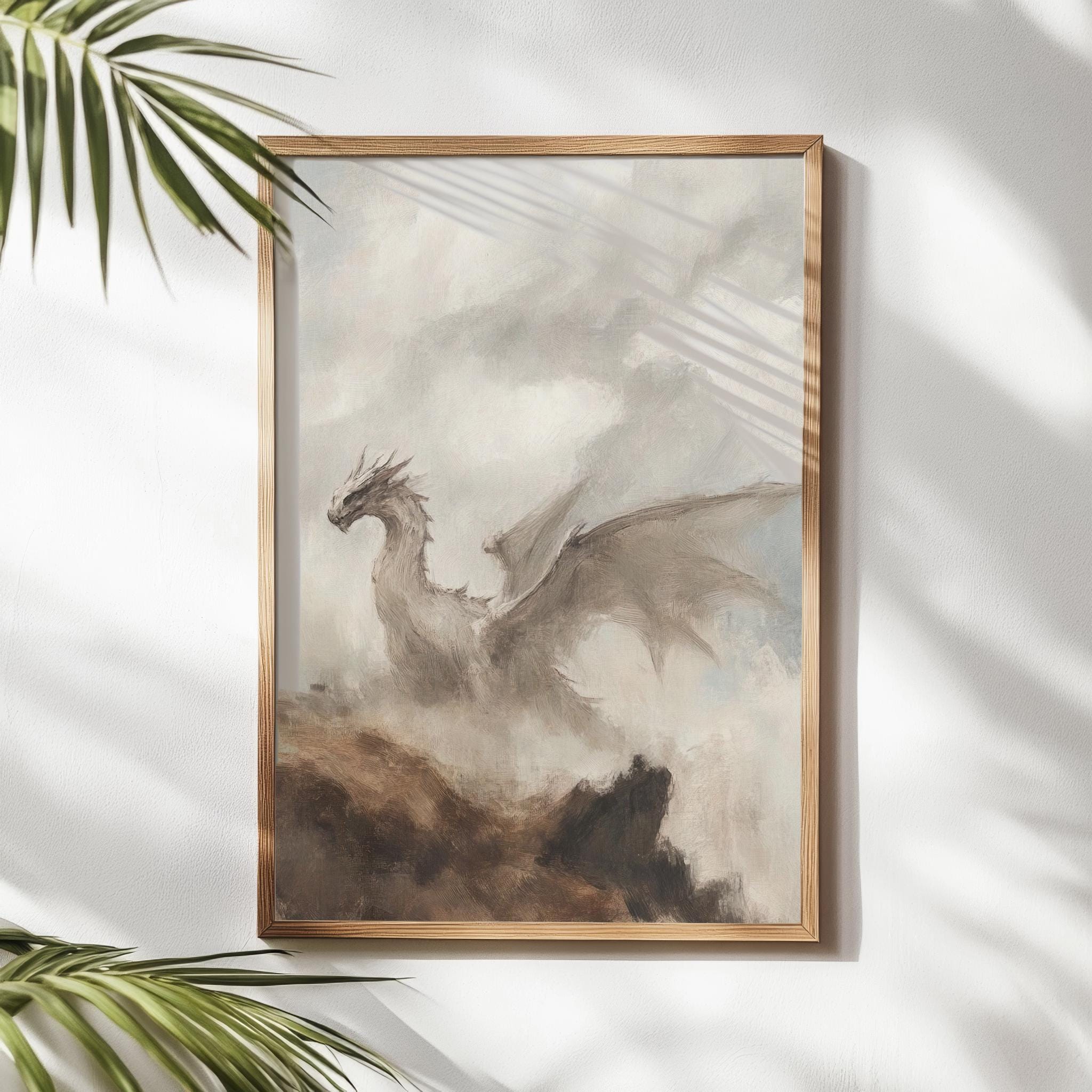 Misty Dragon Painting | Dnd Art Print Moody Fantasy Art PRINTABLE ...