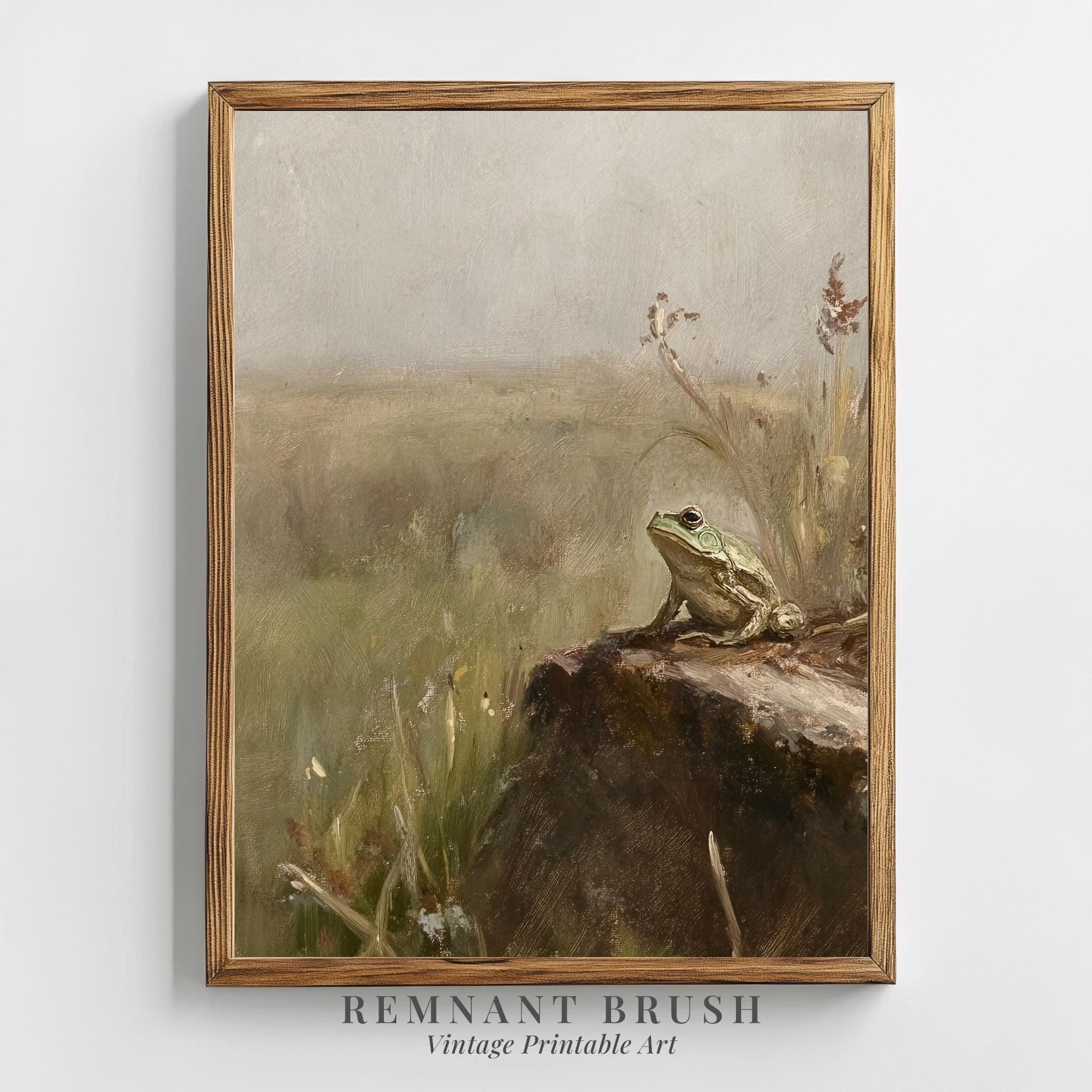 Vintage Frog Painting Printable | Moody Nature Wall Art Rustic Animal ...
