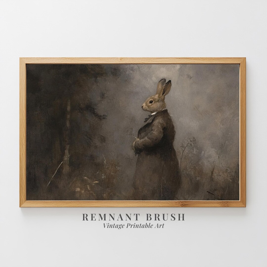 Victorian Rabbit Portrait Art Print | Dark Moody Woodland Animal ...