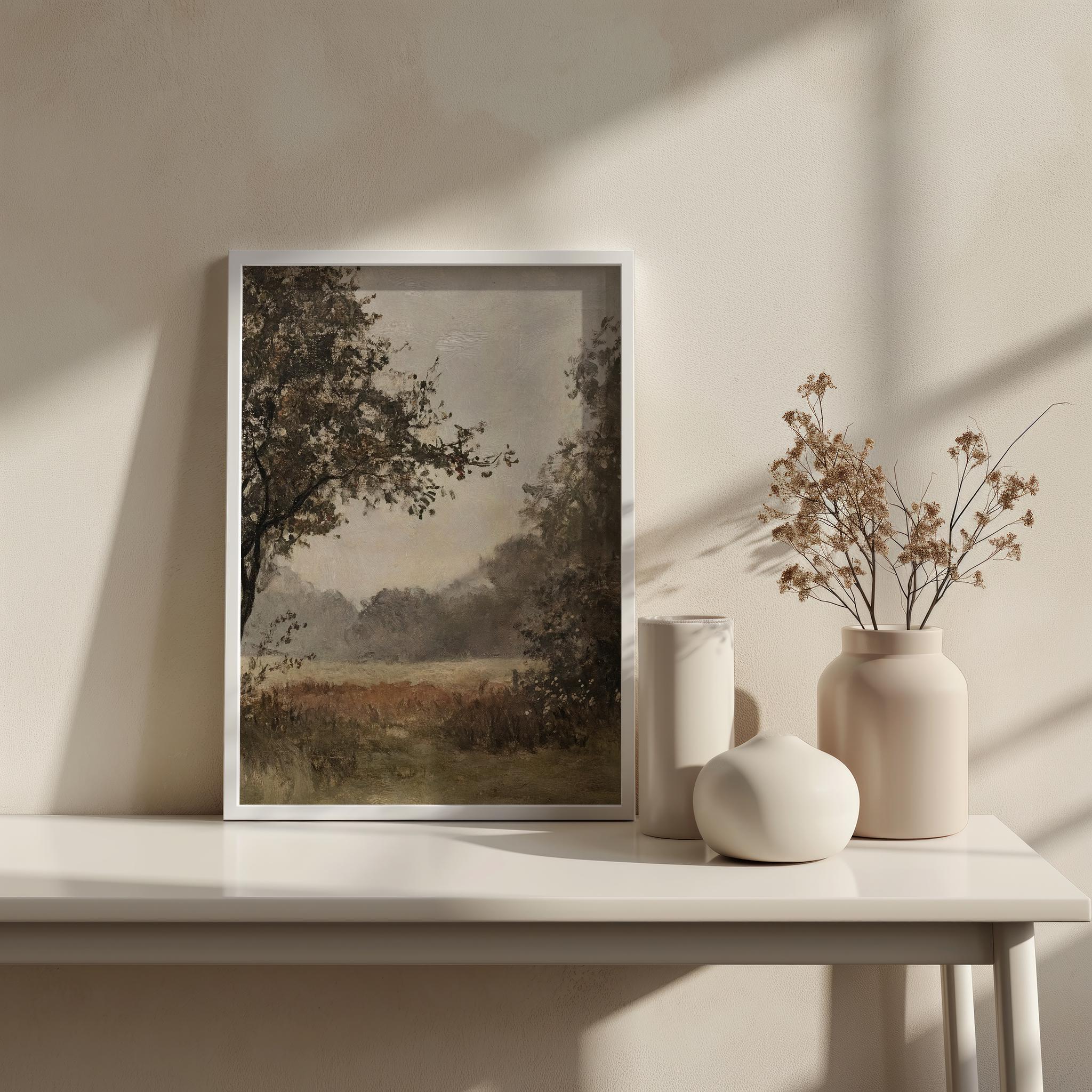 Vintage Meadow Landscape Art Print | Serene Nature PRINTABLE Wildflower ...