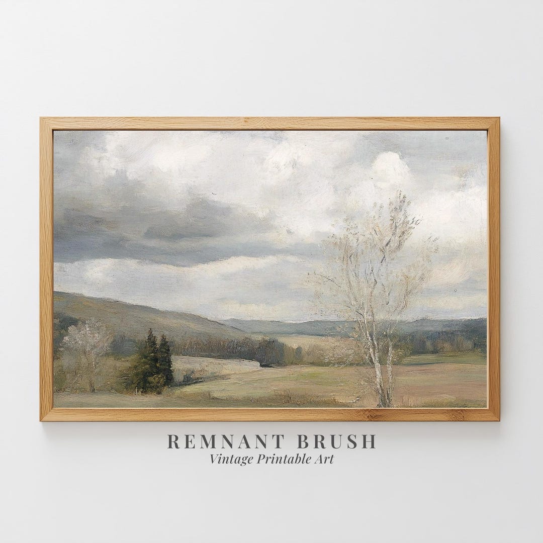 Vintage Countryside Landscape Art Print | Moody Nature Wall Art ...