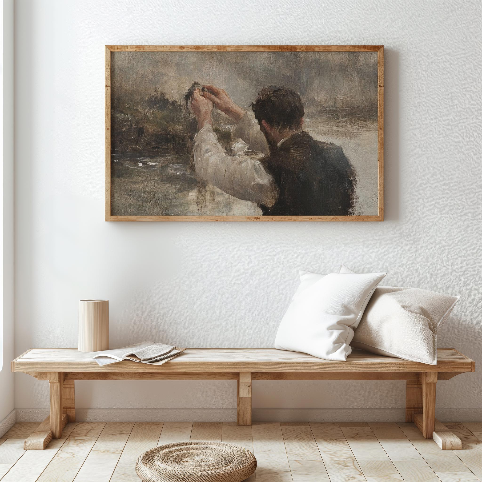 Vintage Man Praying Painting | Moody Religious Art PRINTABLE Rustic ...