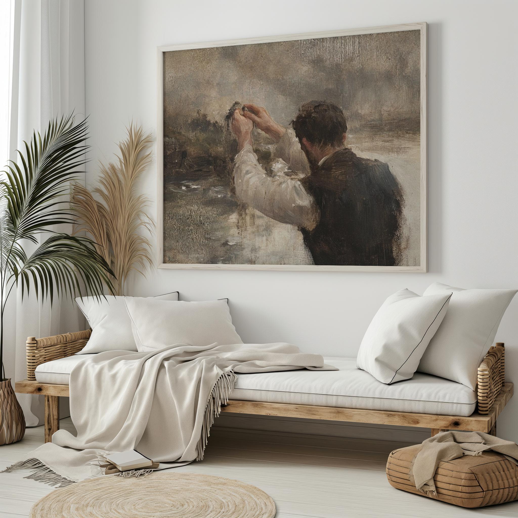 Vintage Man Praying Painting | Moody Religious Art PRINTABLE Rustic ...