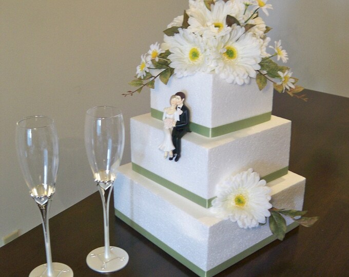 Silk White Gerbera Daisy With Mini Daisy Wedding Cake Topper - Etsy