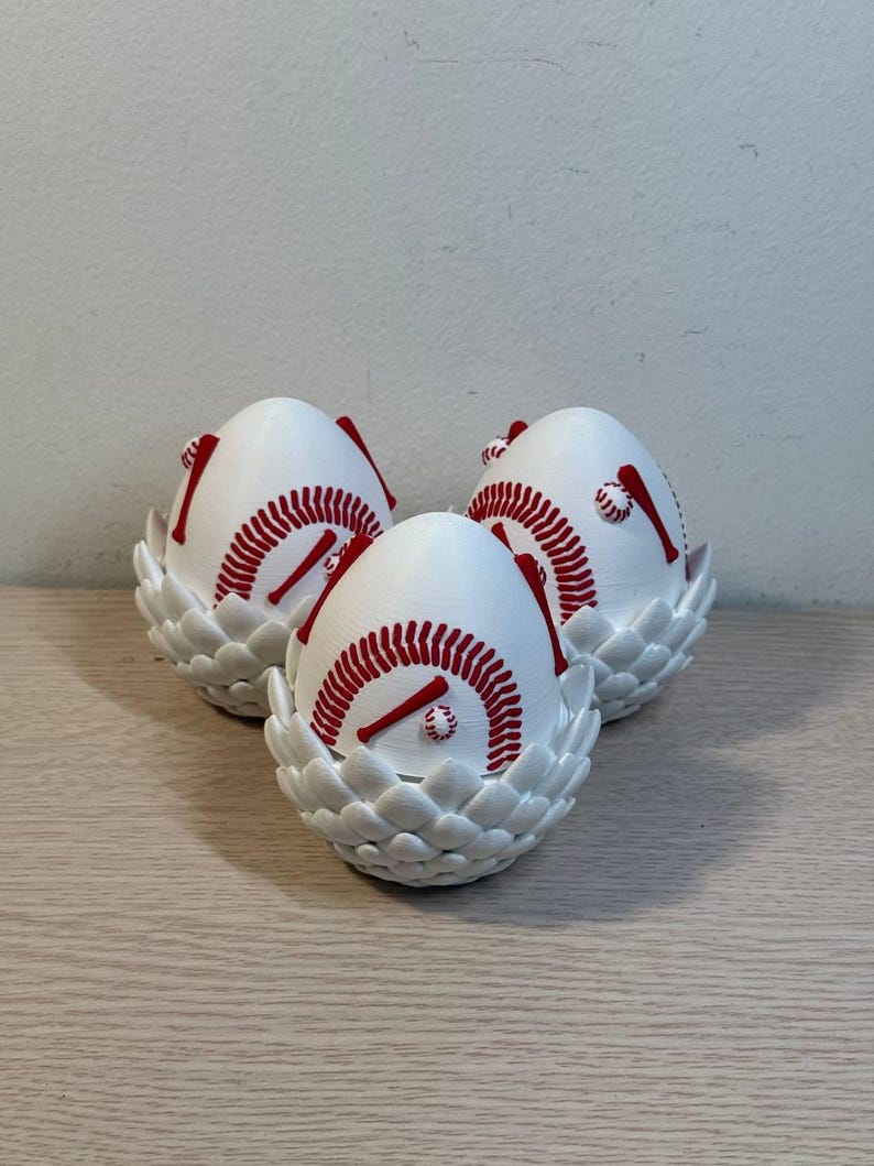 Baseball Dragon Egg, 3D Printed Articulated Dragon, Baseball Team Gift ...